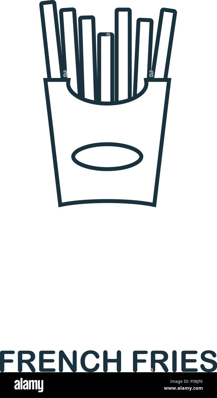 Simple outline French Fries icon. Pixel perfect linear element. French ...