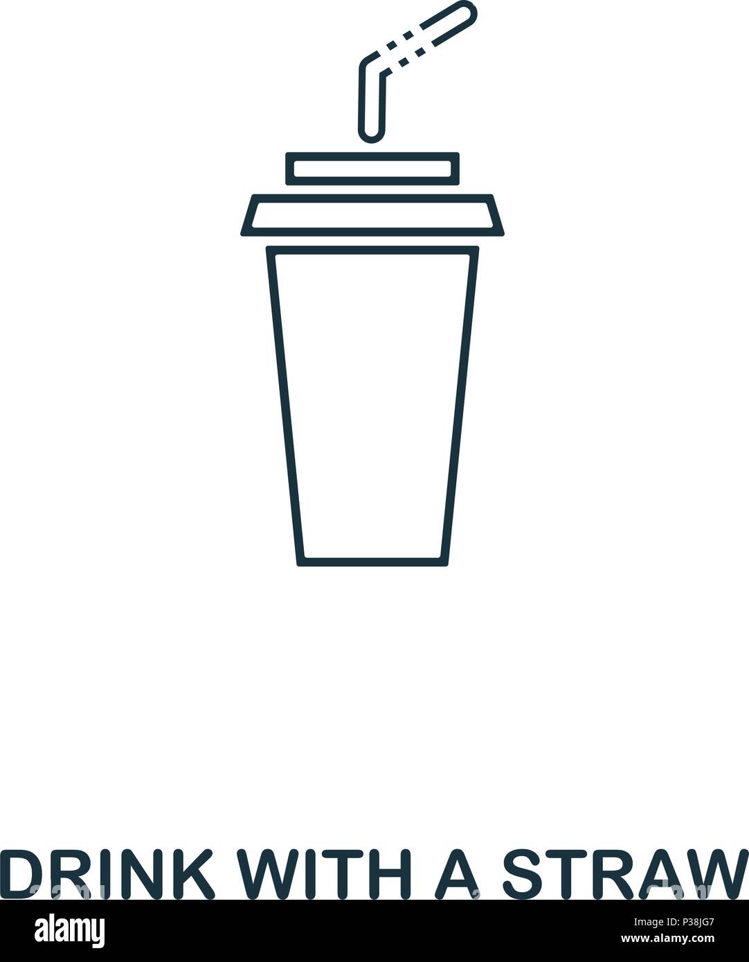 Simple outline Drink With A Straw icon. Pixel perfect linear element ...