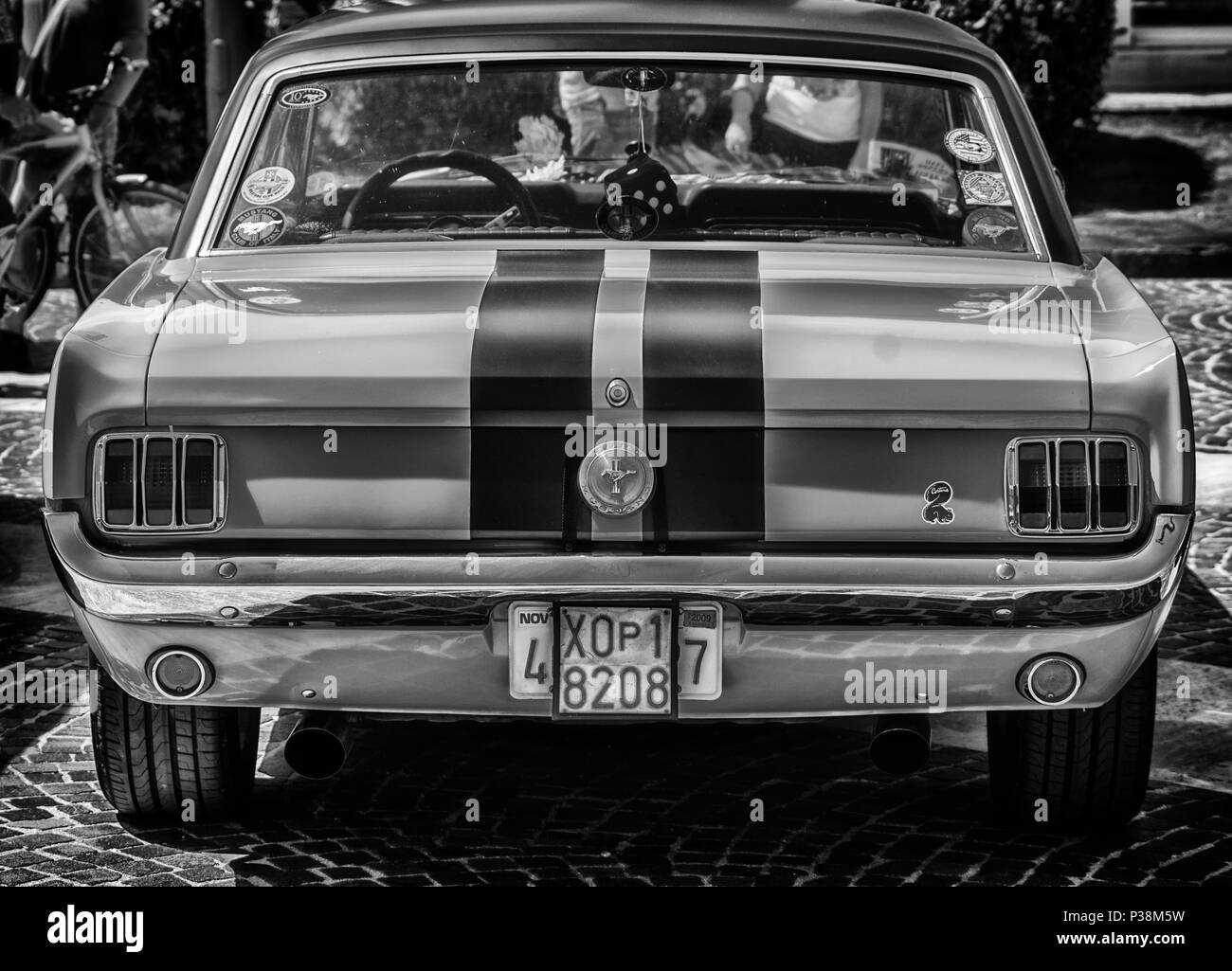 Fano lido , ITALY - june 10 - 2018 : vintage mustang old car in ...