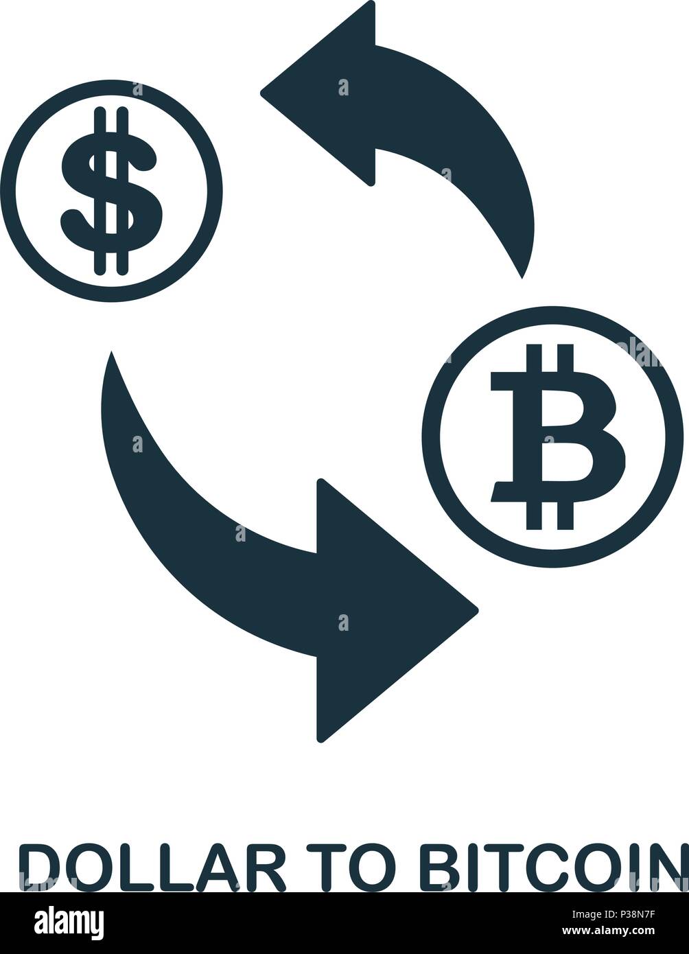 Dollar To Bitcoin icon. Mobile app, printing, web site icon. Simple element sing. Monochrome ...