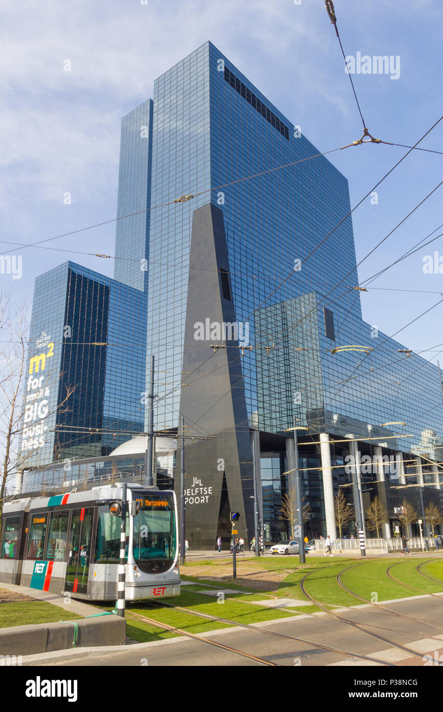 Rotterdam, the Netherlands - April 7 2018; modern tall buildings in ...