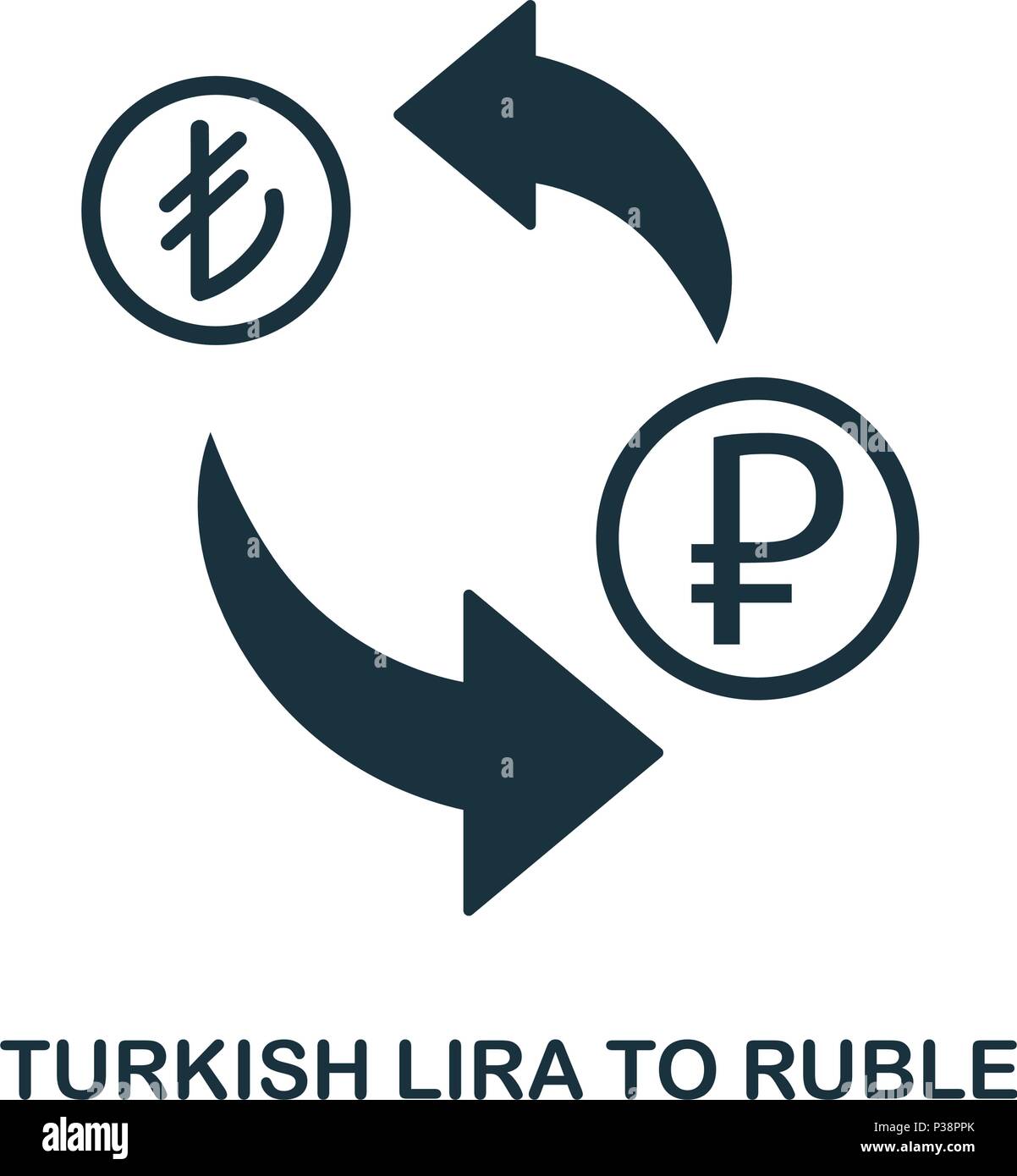 Turkish Lira To Ruble icon. Mobile app, printing, web site icon. Simple element sing. Monochrome ...
