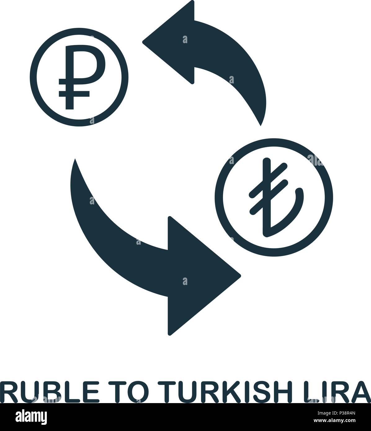 Ruble To Turkish Lira icon. Mobile app, printing, web site icon. Simple element sing. Monochrome ...