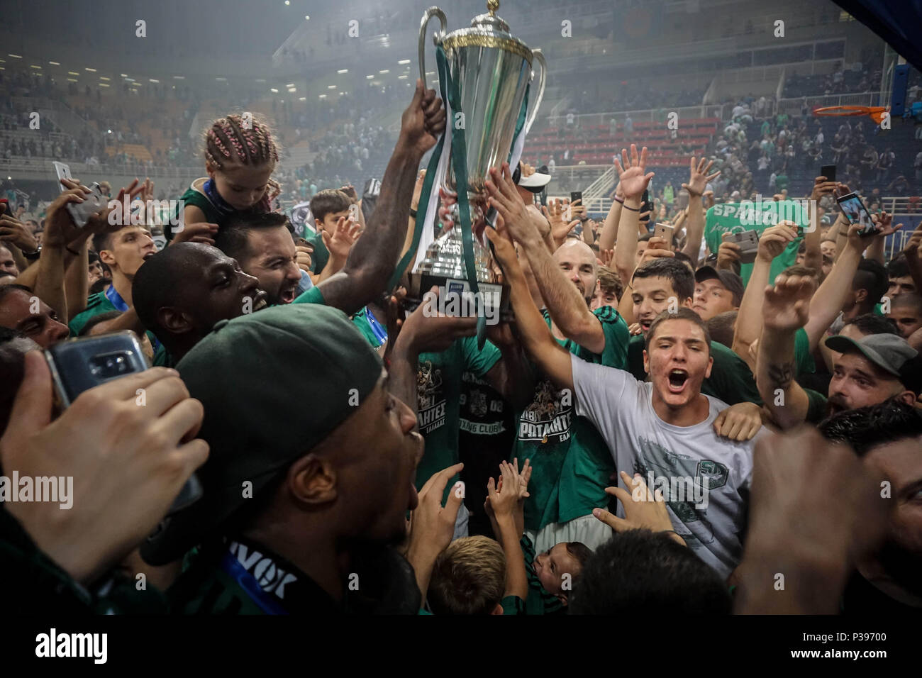 The greece team celebrate victory hi-res stock photography and images ...