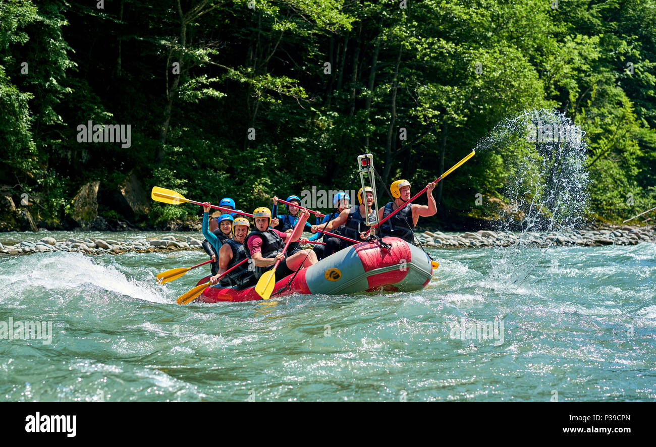 rafting on a mountain river Stock Photo - Alamy