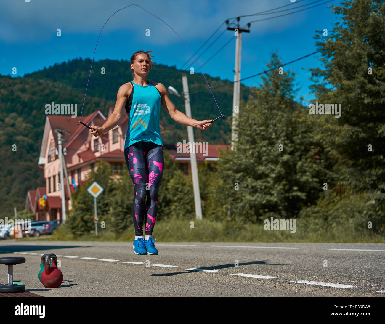Jumping with a rope hi-res stock photography and images - Alamy