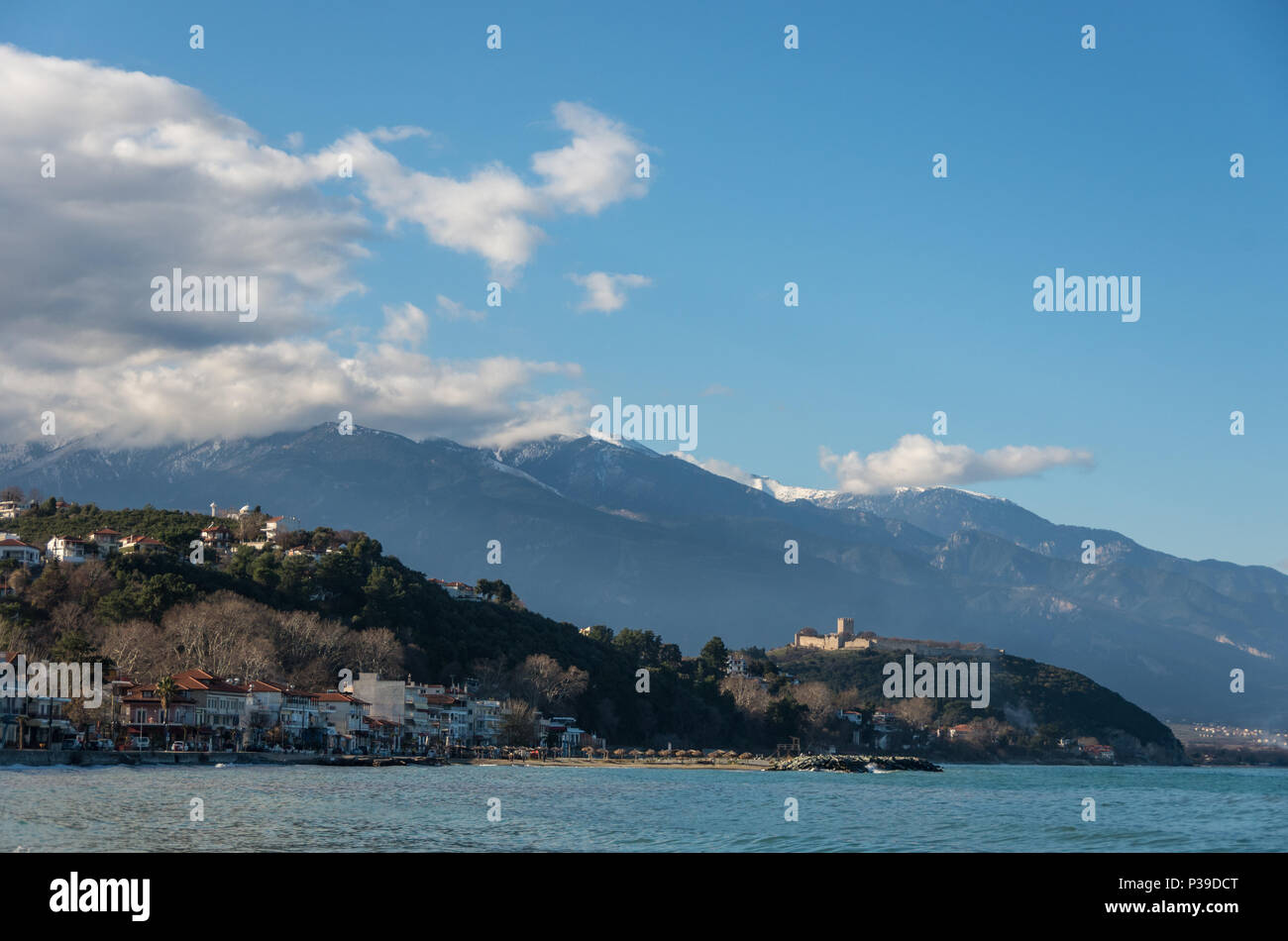 Panoramic view of the famous castle of Platamon, Platamonas village ...