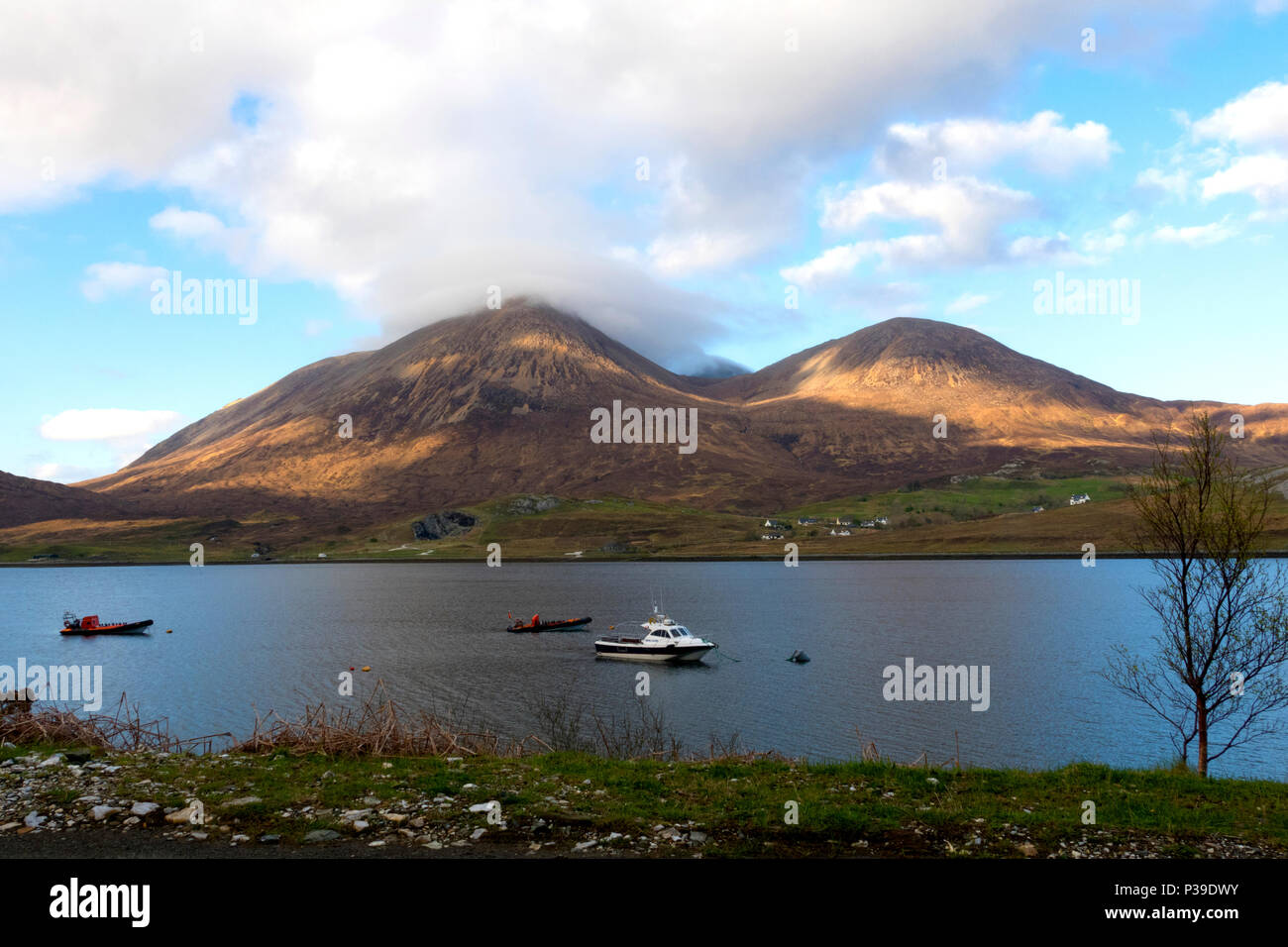 Cuillin Mountains from Loch Slapin and Torrin Stock Photo - Alamy