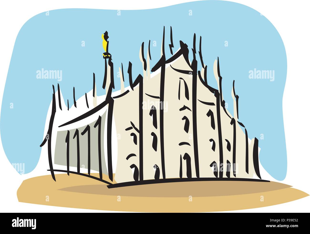 vector illustration of the the Duomo of Milan in Italy Stock Vector ...