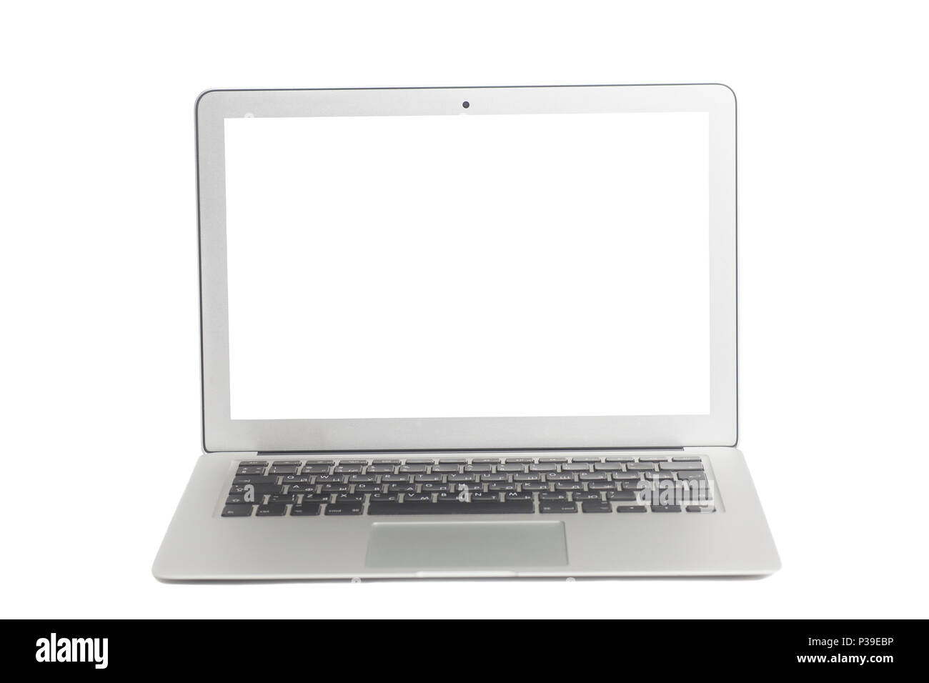 Laptop with white blank screen Stock Photo - Alamy