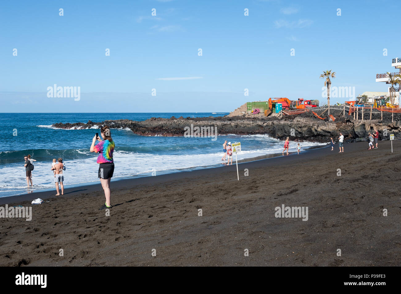 La Arena beach, Puerto de Santiago, Tenerife, Canary Islands, Spain ...