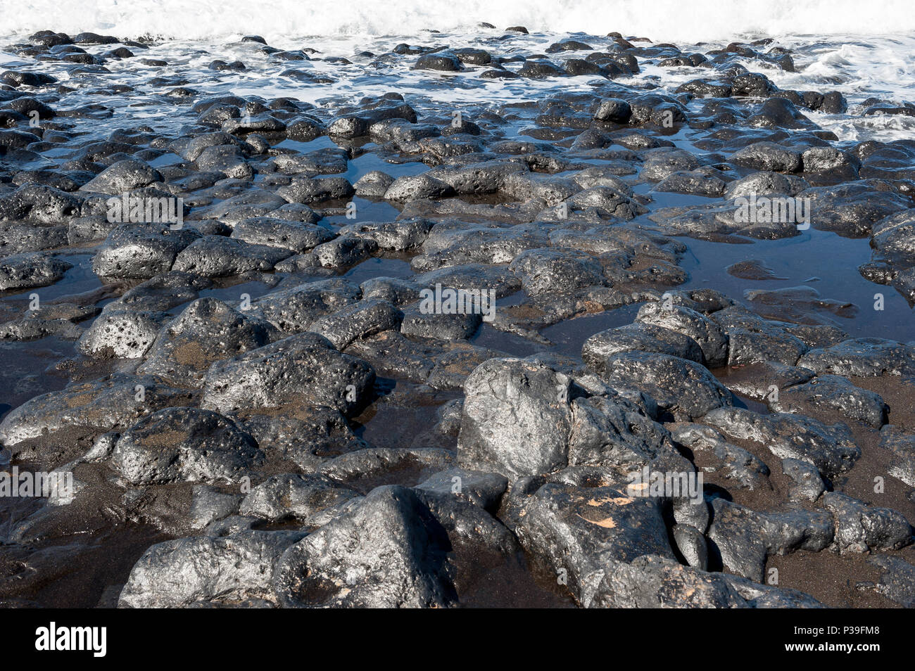 La Arena beach, Puerto de Santiago, Tenerife, Canary Islands, Spain ...