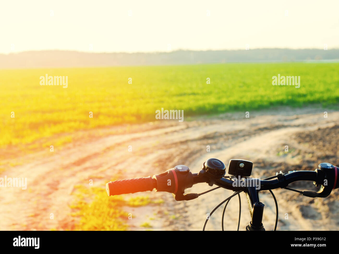bicycle on nature close up, travel, healthy lifestyle, country walk ...