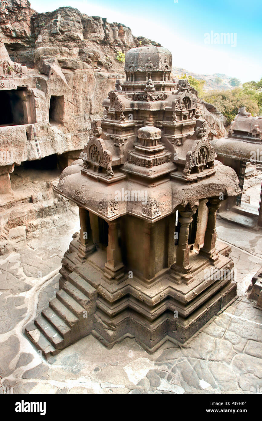 The Jain Temple (Indra Sabha). Ellora Caves, near Aurangabad, India ...