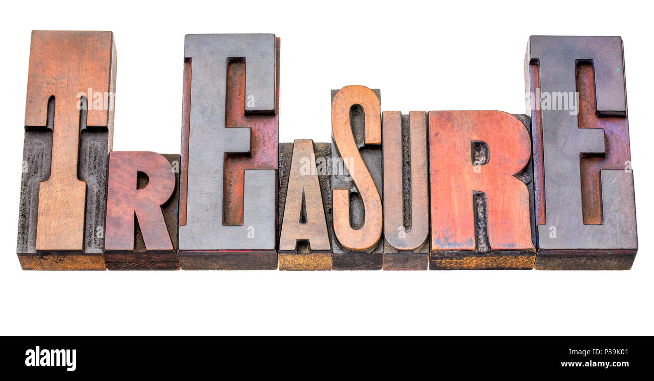 treasure - isolated word abstract in vintage letterpress wood type ...