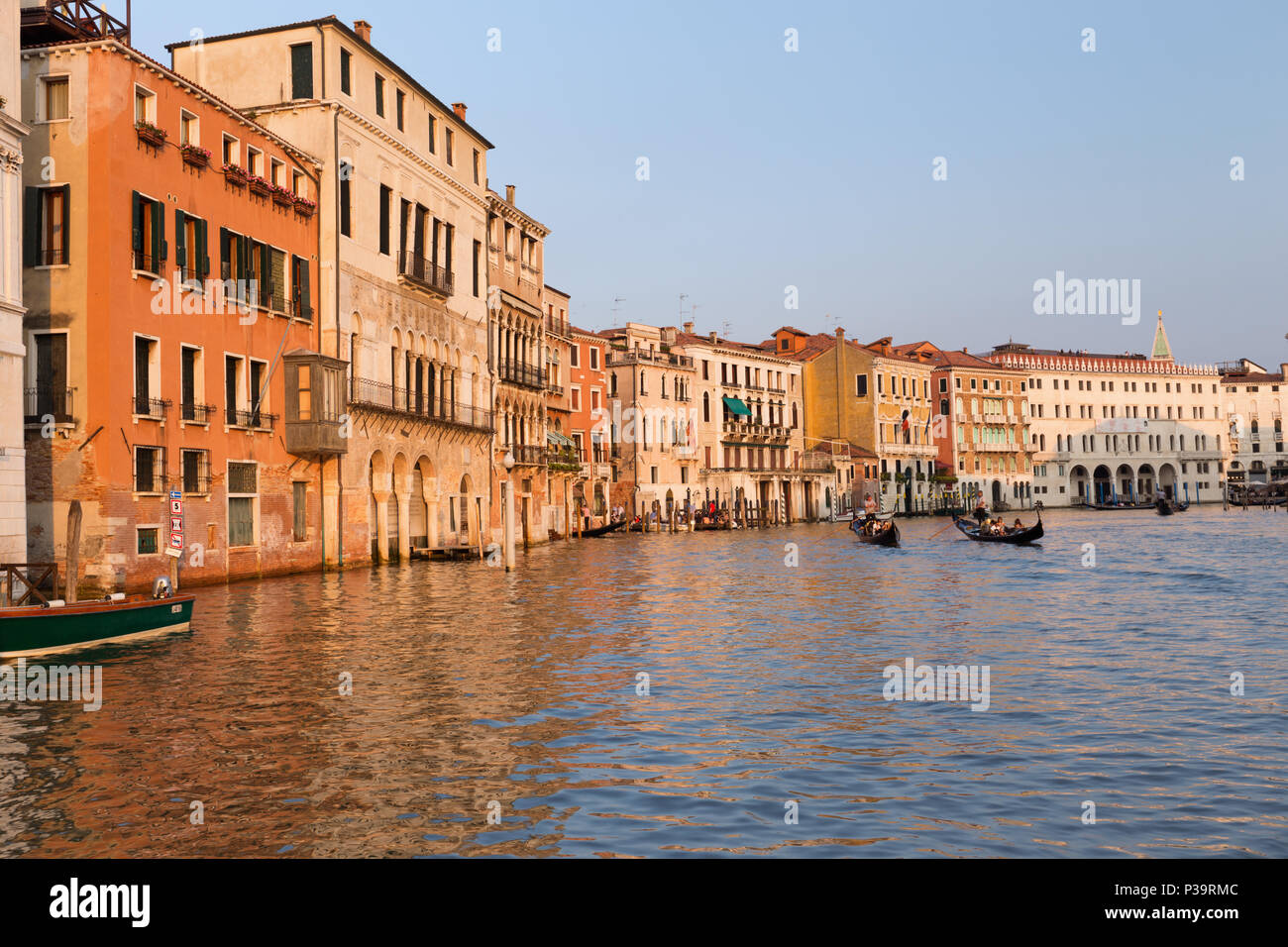 Venice / Sunset view of the river canal and traditional venetian ...