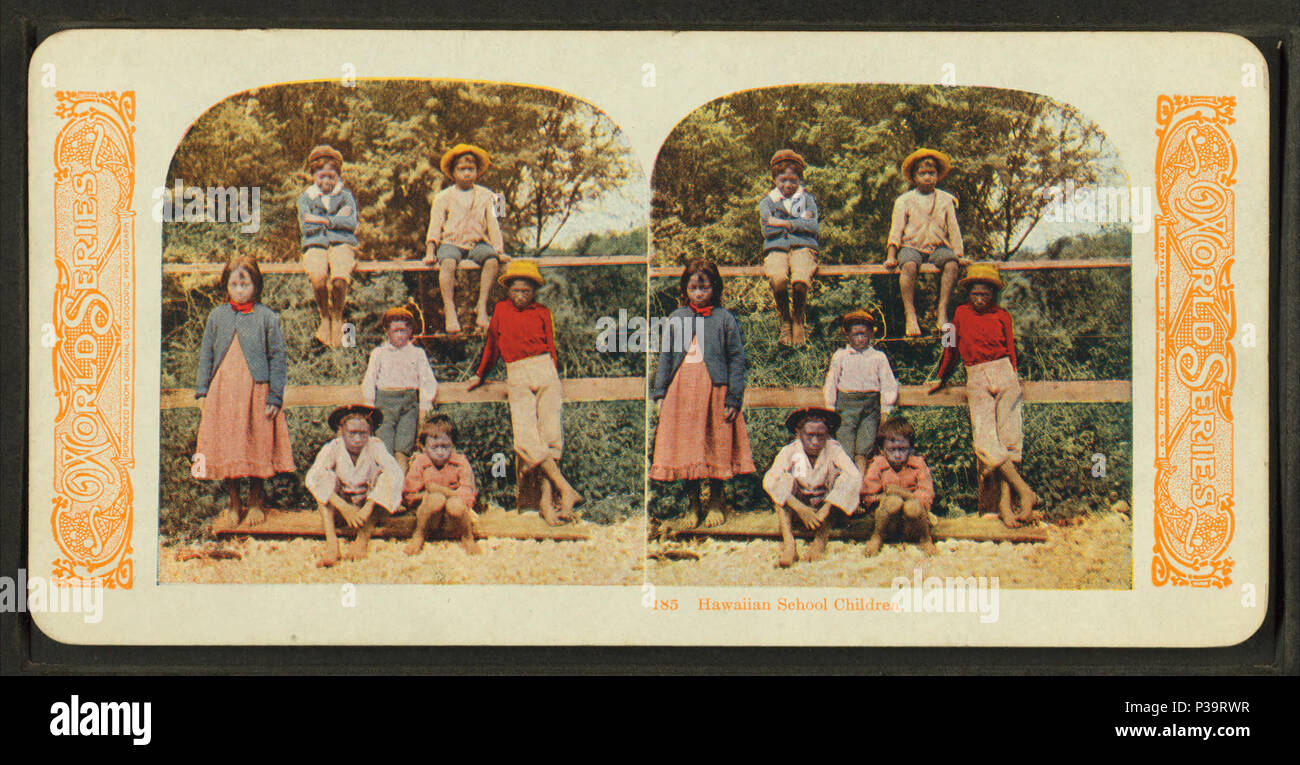 138 Hawaiian school children, from Robert N. Dennis collection of ...