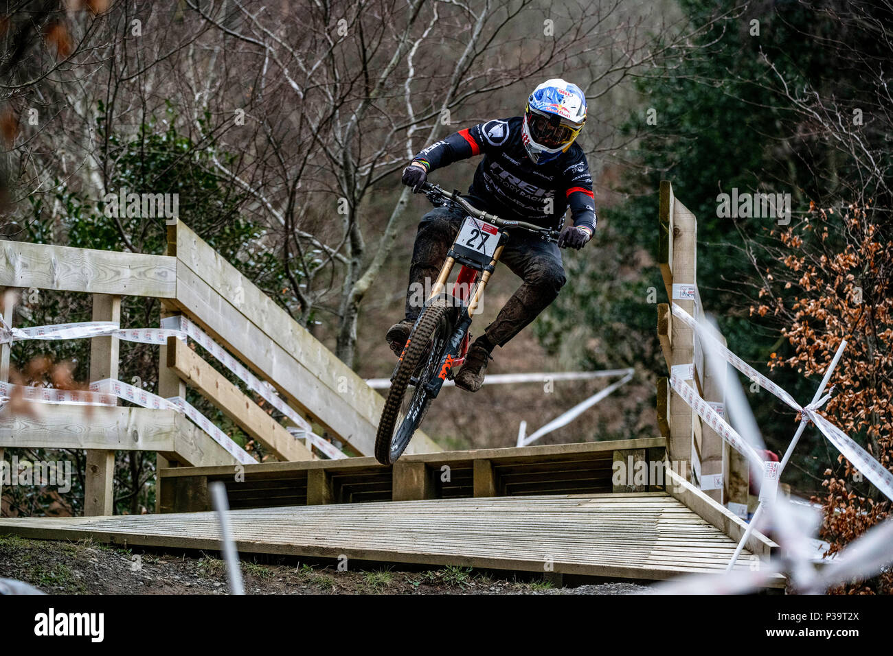 British professional downhill mountain biker Gee Atherton racing at the ...