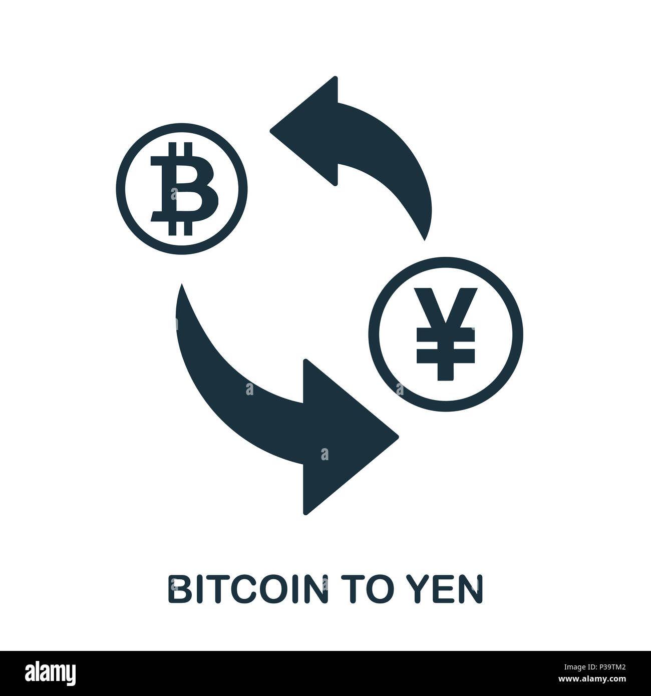 Bitcoin To Yen icon. Mobile app, printing, web site icon. Simple element sing. Monochrome ...