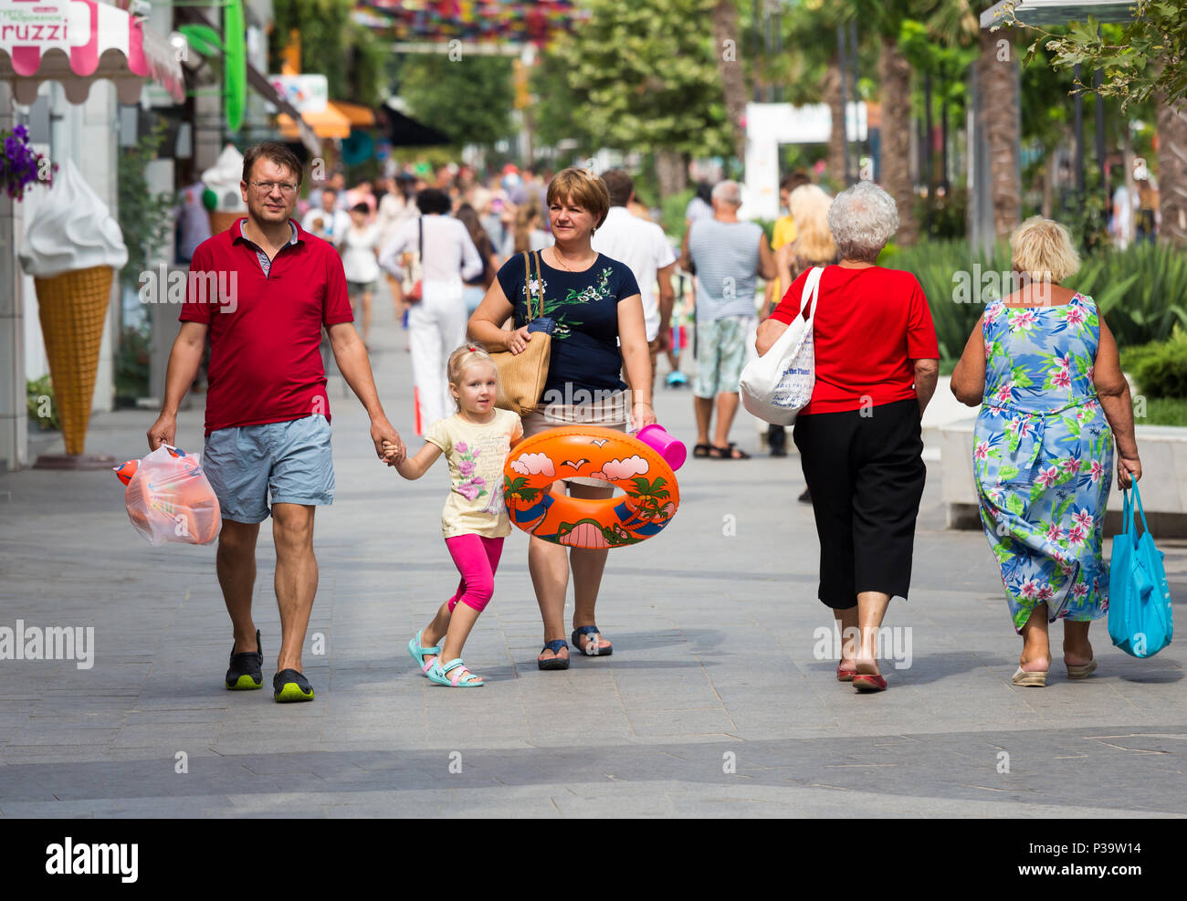 Odessa, Ukraine, people in the pedestrian area of Arcadia Park Stock ...