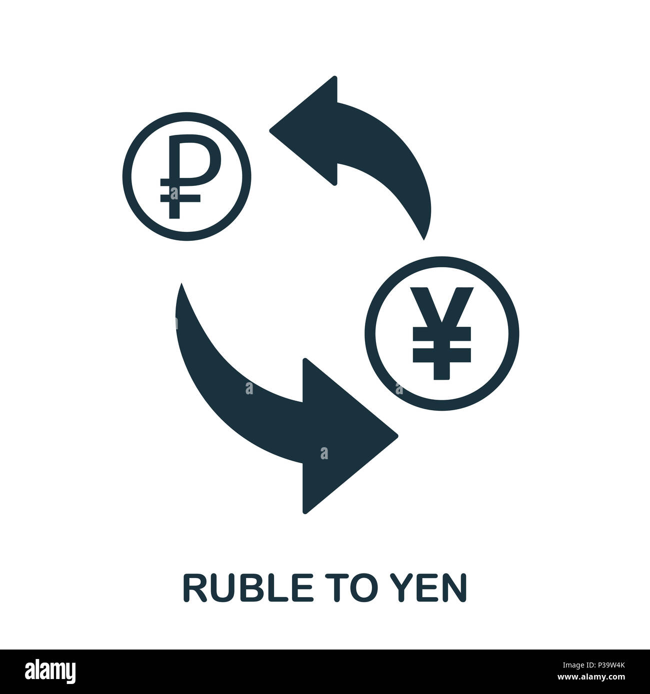 Ruble To Yen icon. Mobile app, printing, web site icon. Simple element sing. Monochrome Ruble To ...