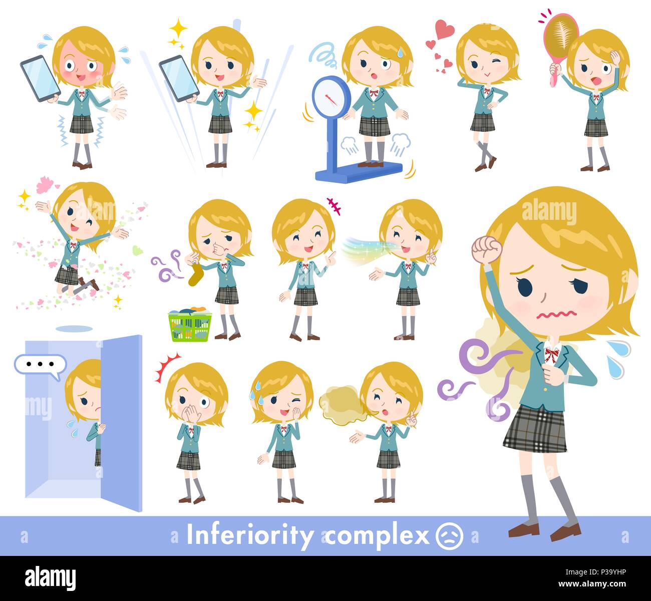 A set of School girl on inferiority complex. There are actions ...