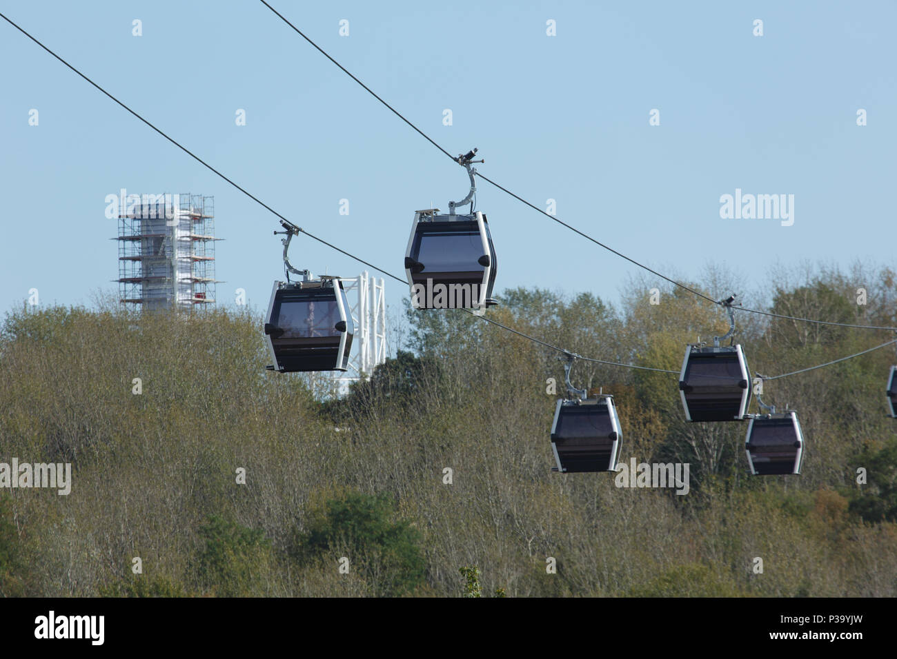 Berlin, Germany, cable car in the recreation park Marzahn Stock Photo ...