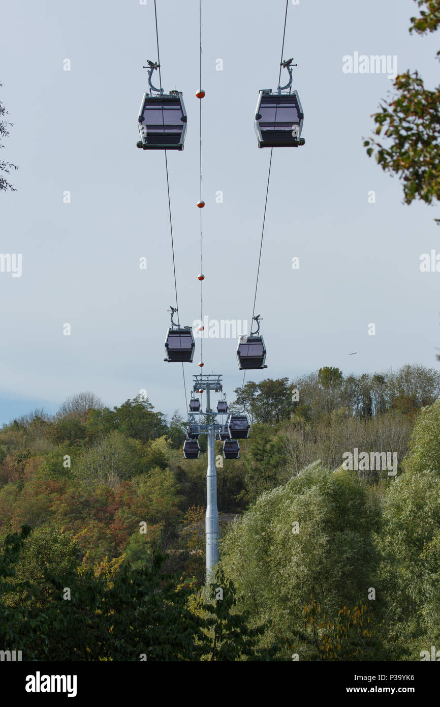Berlin, Germany, cable car in the recreation park Marzahn Stock Photo ...