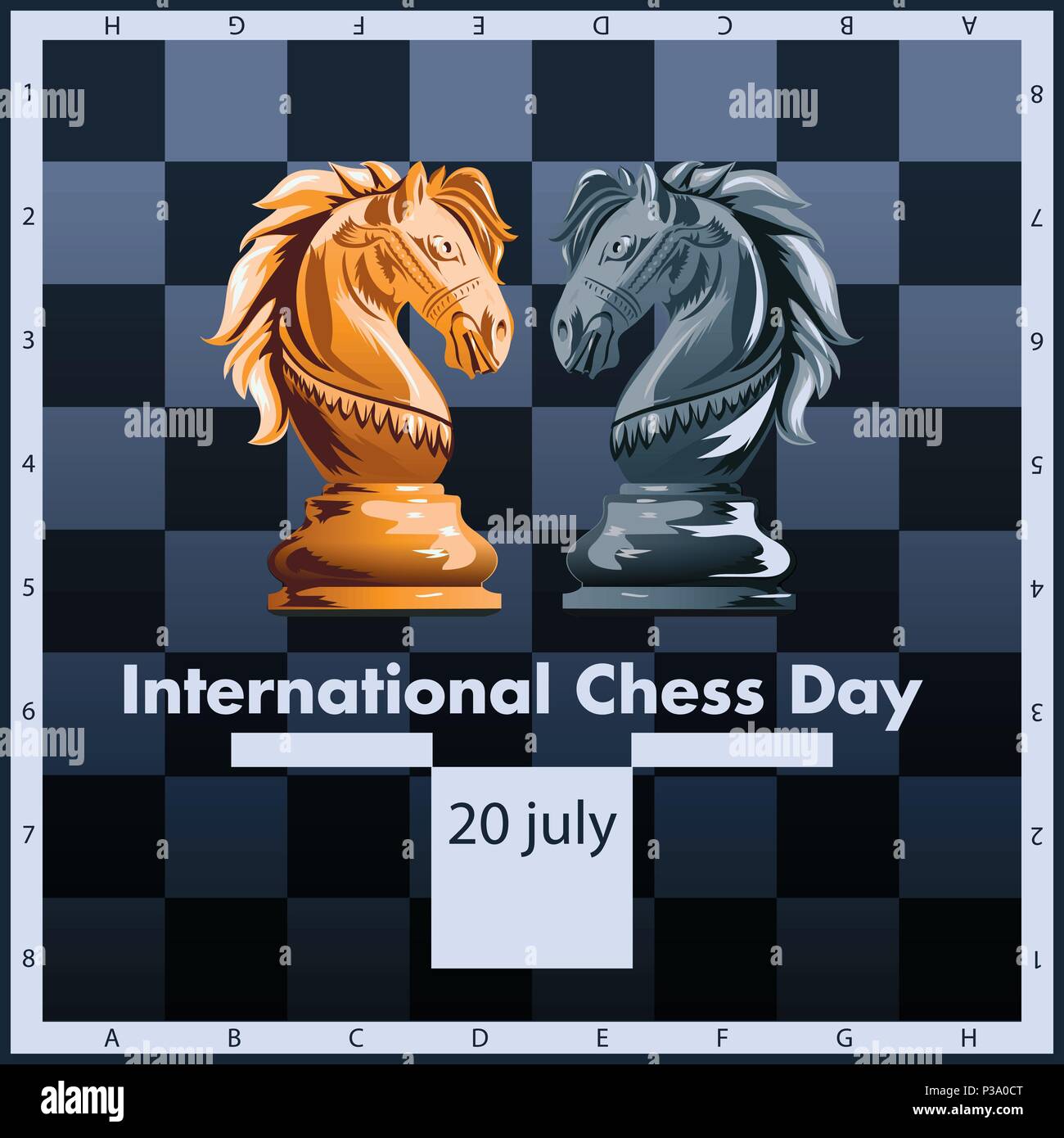 International chess day vector illustration label design. July 20 Stock ...