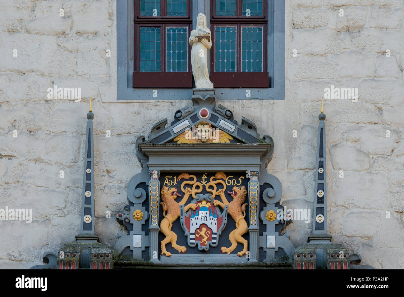 Hann. Muenden, Germany, detail of the entrance portal of the historic ...
