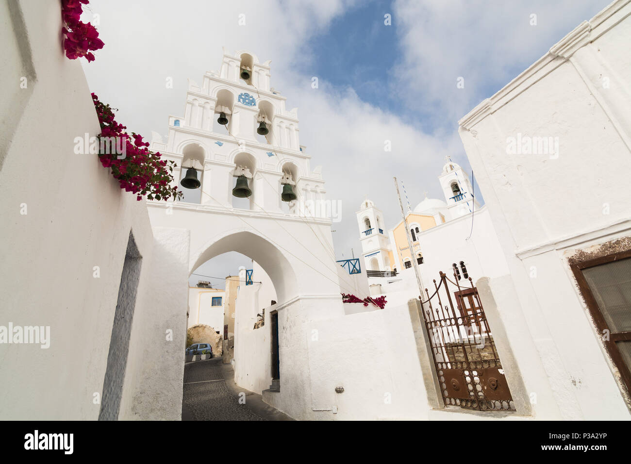AKROTIRI, GREECE - MAY 2018: The street of ancient Akrotiri village ...