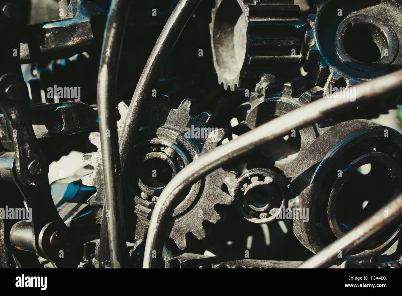 Different parts of the machines are made of iron. The gears and ...