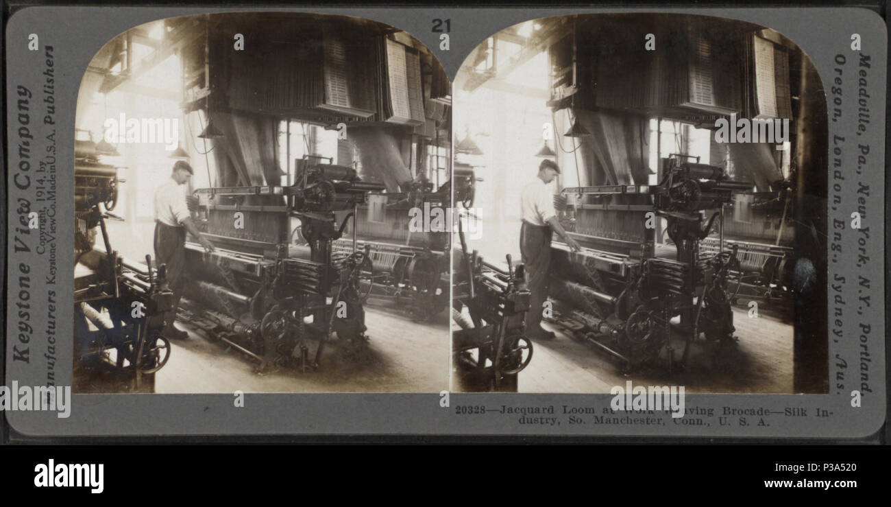 161 Jacquard loom at work weaving brocade. Silk industry, South ...