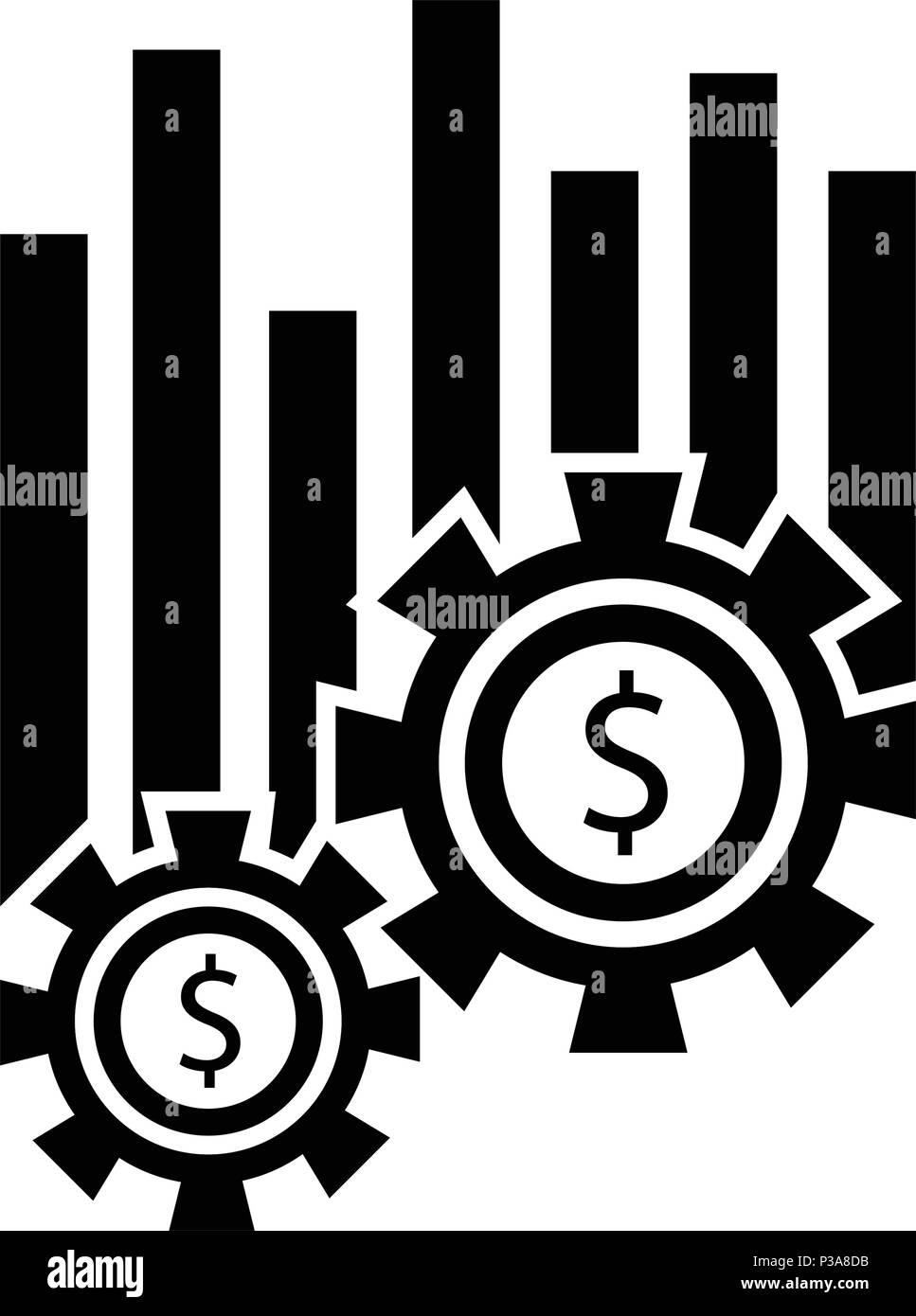 Gear with money symbols and a graph Stock Vector Image & Art - Alamy