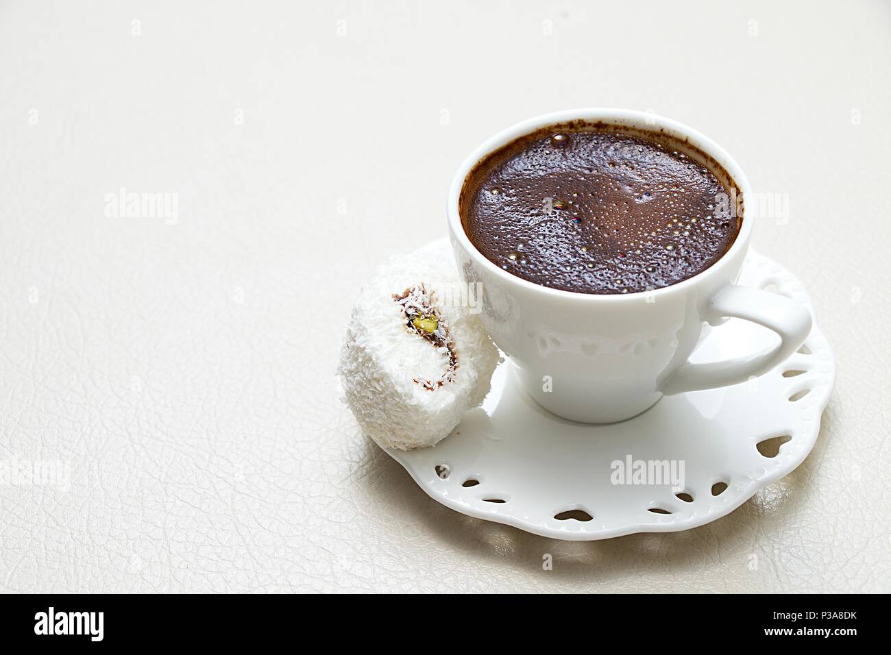 Turkish coffee with milk cream chocolate pistachio flavored white ...