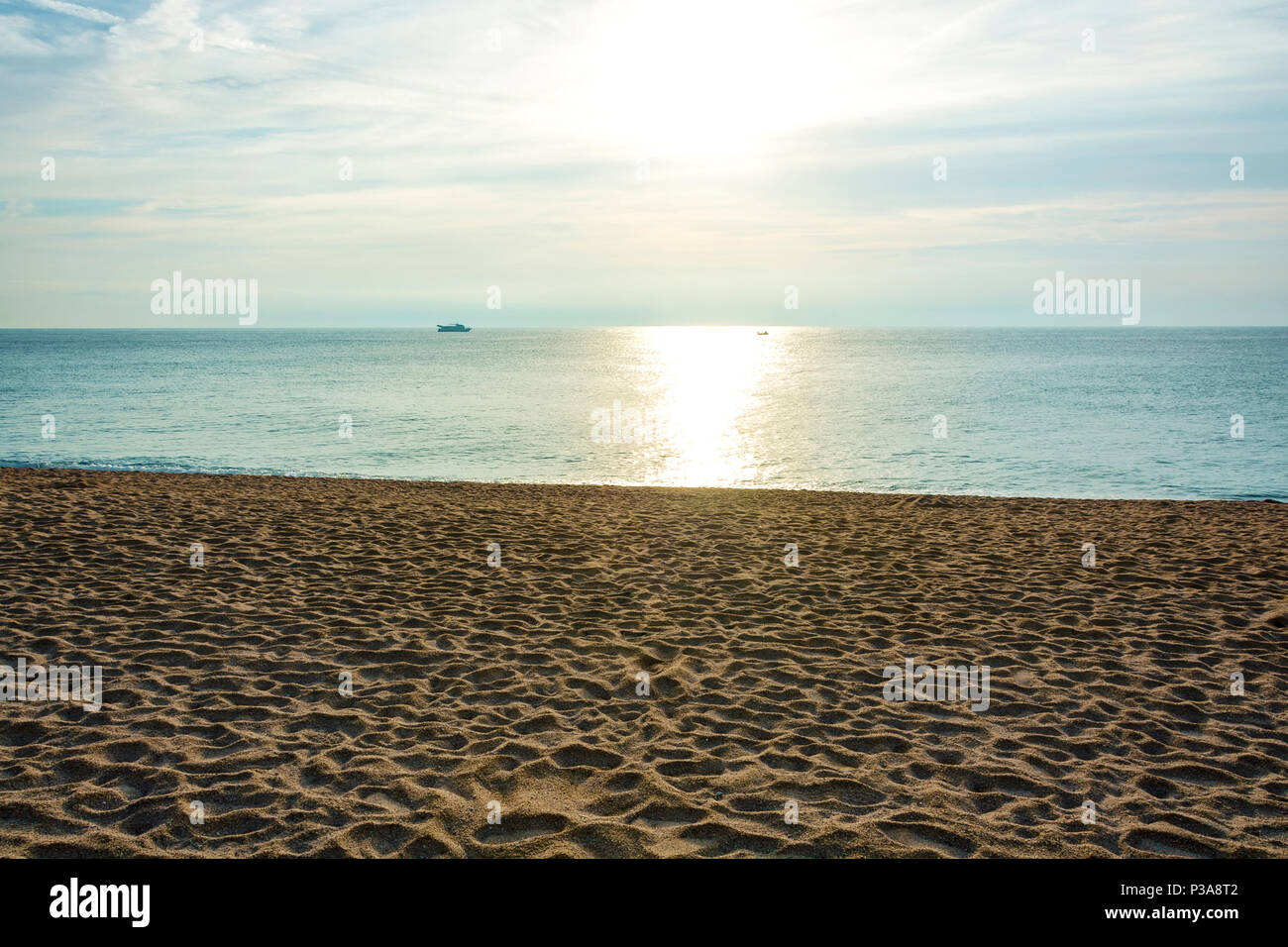 Seascape. The sunrise and the light path on the surface of the sea ...