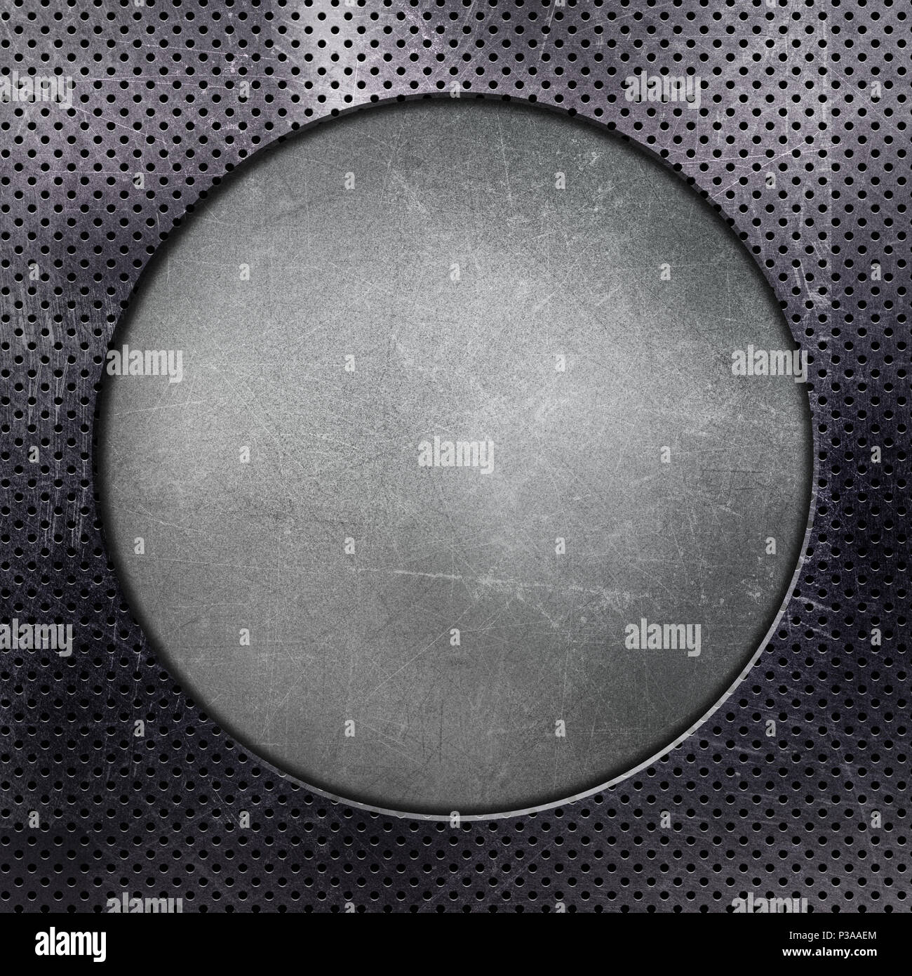 Metallic background with circle cut out Stock Photo - Alamy