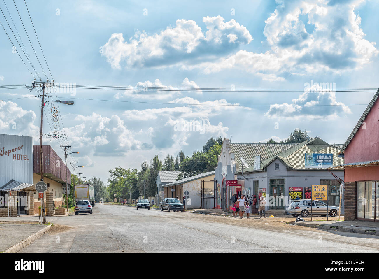 WEPENER, SOUTH AFRICA - APRIL 1, 2018: A street scene, with businesses ...