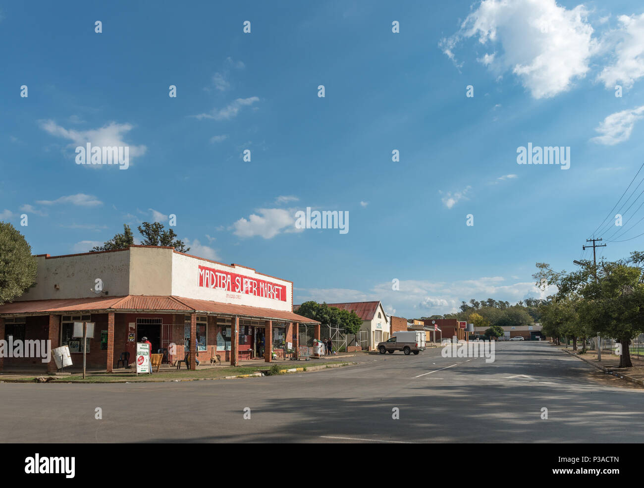 DEWETSDORP, SOUTH AFRICA - APRIL 1, 2018: A street scene, with ...