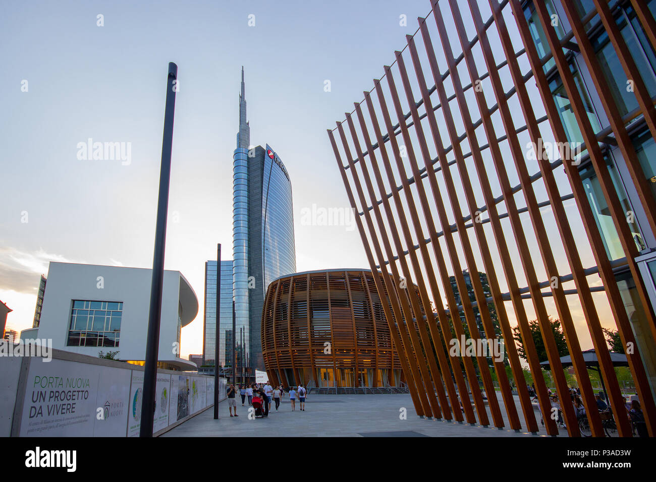 a spectacular view of the UniCredit Tower from the distance and the ...