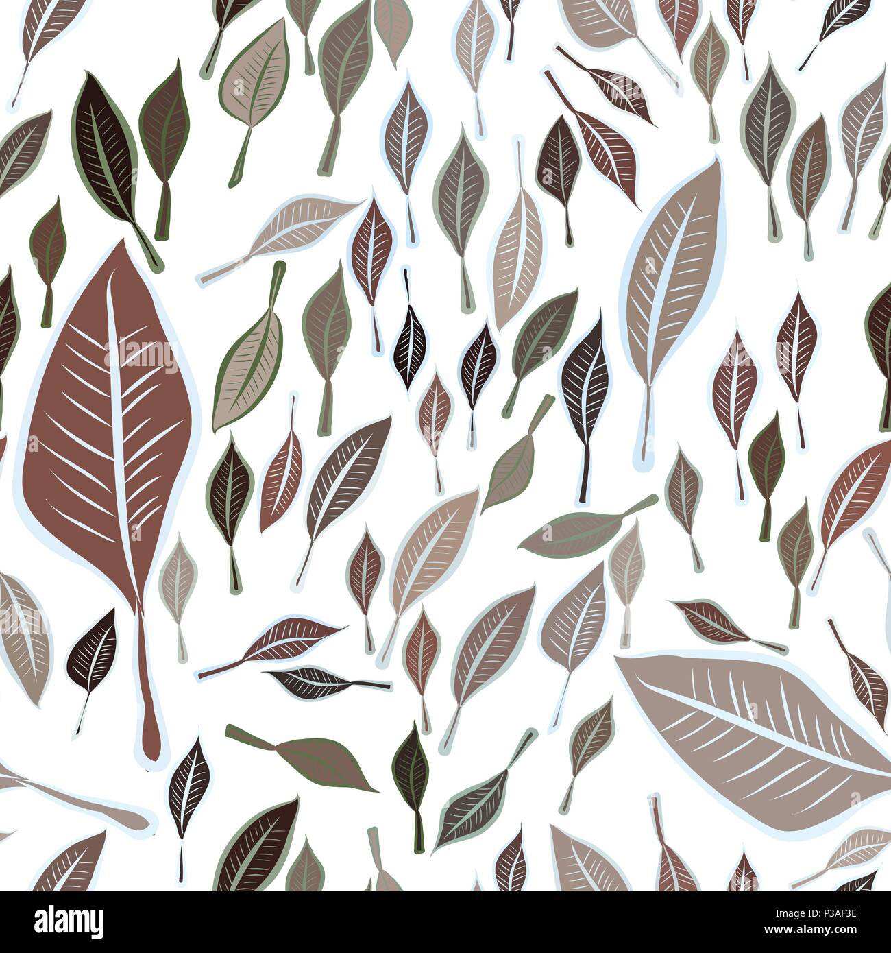 Seamless abstract leaves illustrations background. Cartoon style vector ...