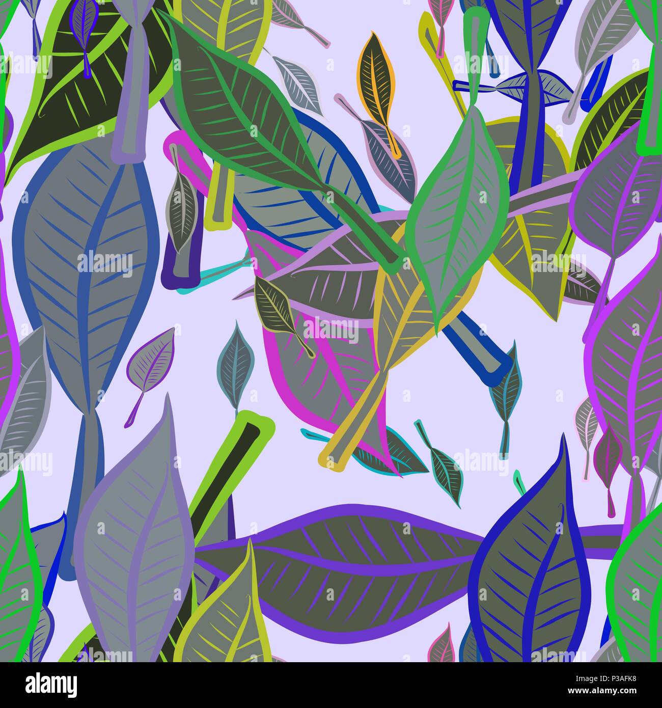 Seamless hand drawn leaves illustrations background, good for graphic ...
