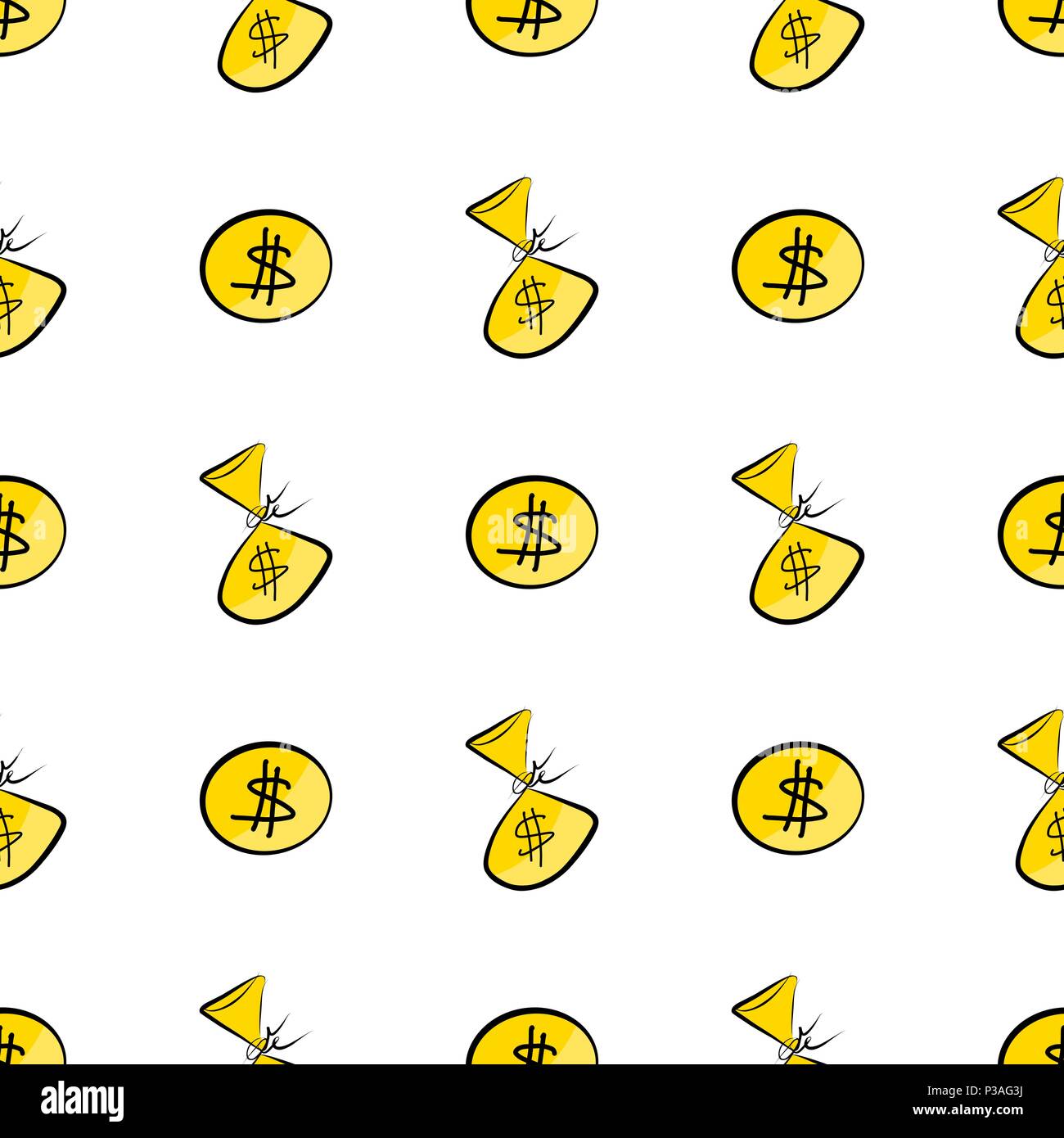 Seamless abstract money or cash illustrations background. Cartoon style ...