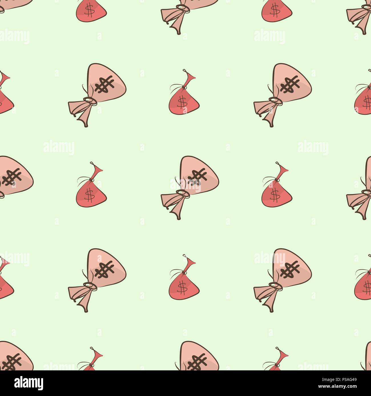 Seamless hand drawn money or cash illustrations background, good for ...