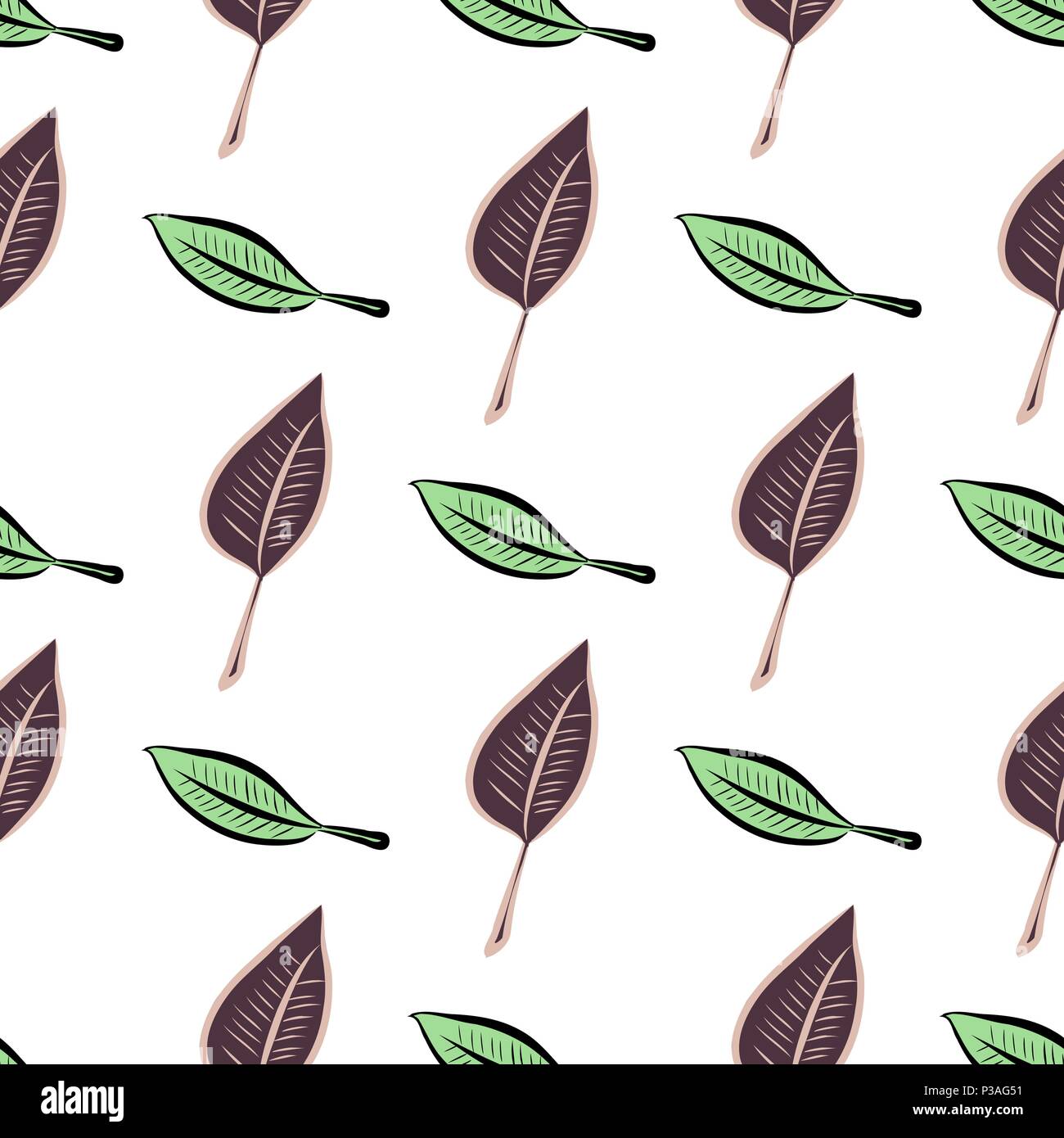 Seamless illustrations of leaves. Good for web page, wallpaper, graphic ...