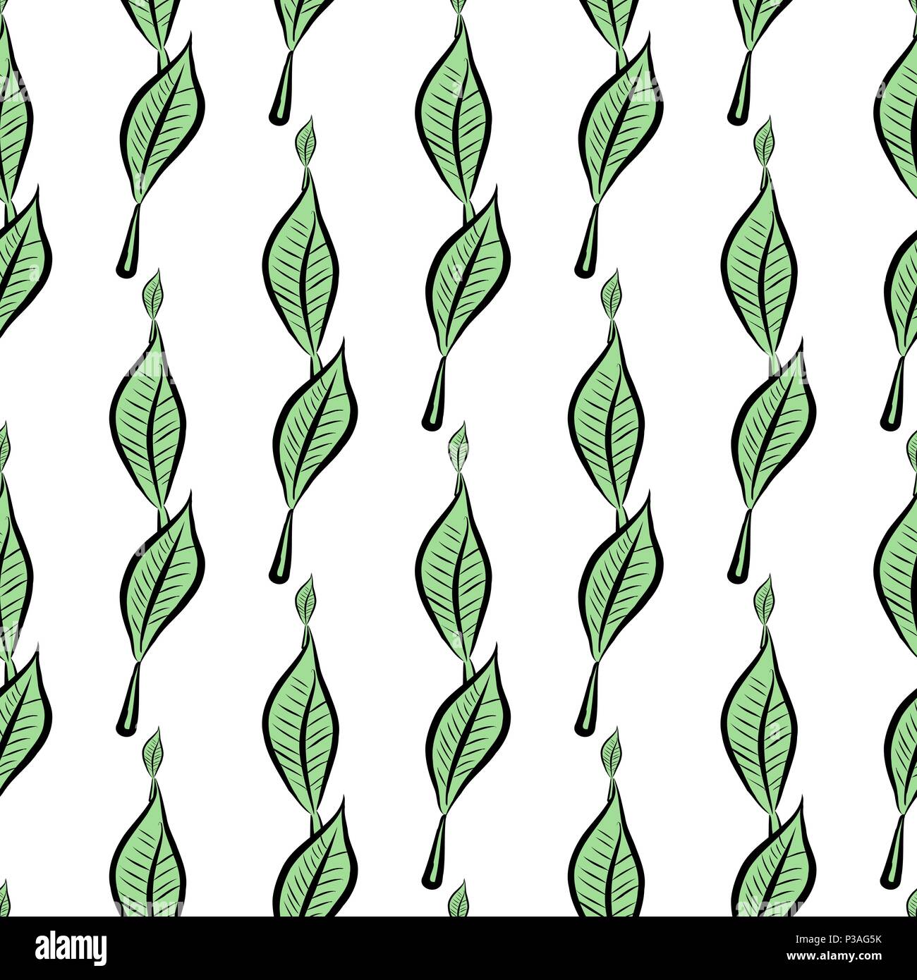 Seamless hand drawn leaves illustrations background, good for graphic ...