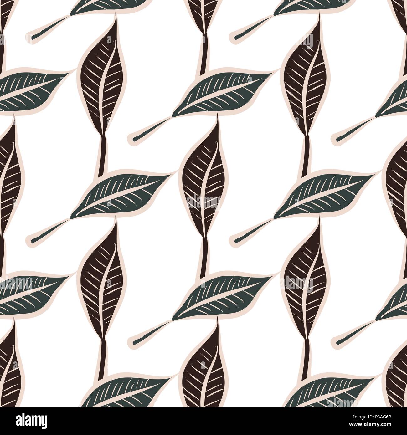 Seamless hand drawn leaves illustrations background, good for graphic ...
