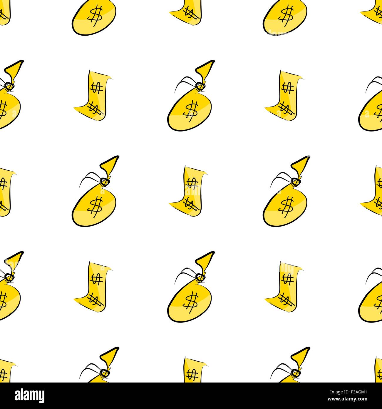 Seamless decorative hand drawn money or cash art illustrations. Good ...