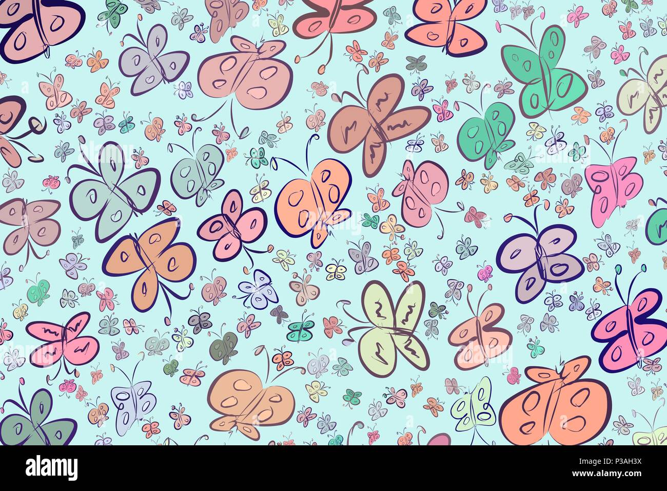 Hand drawn butterfly illustrations background, good for graphic design ...