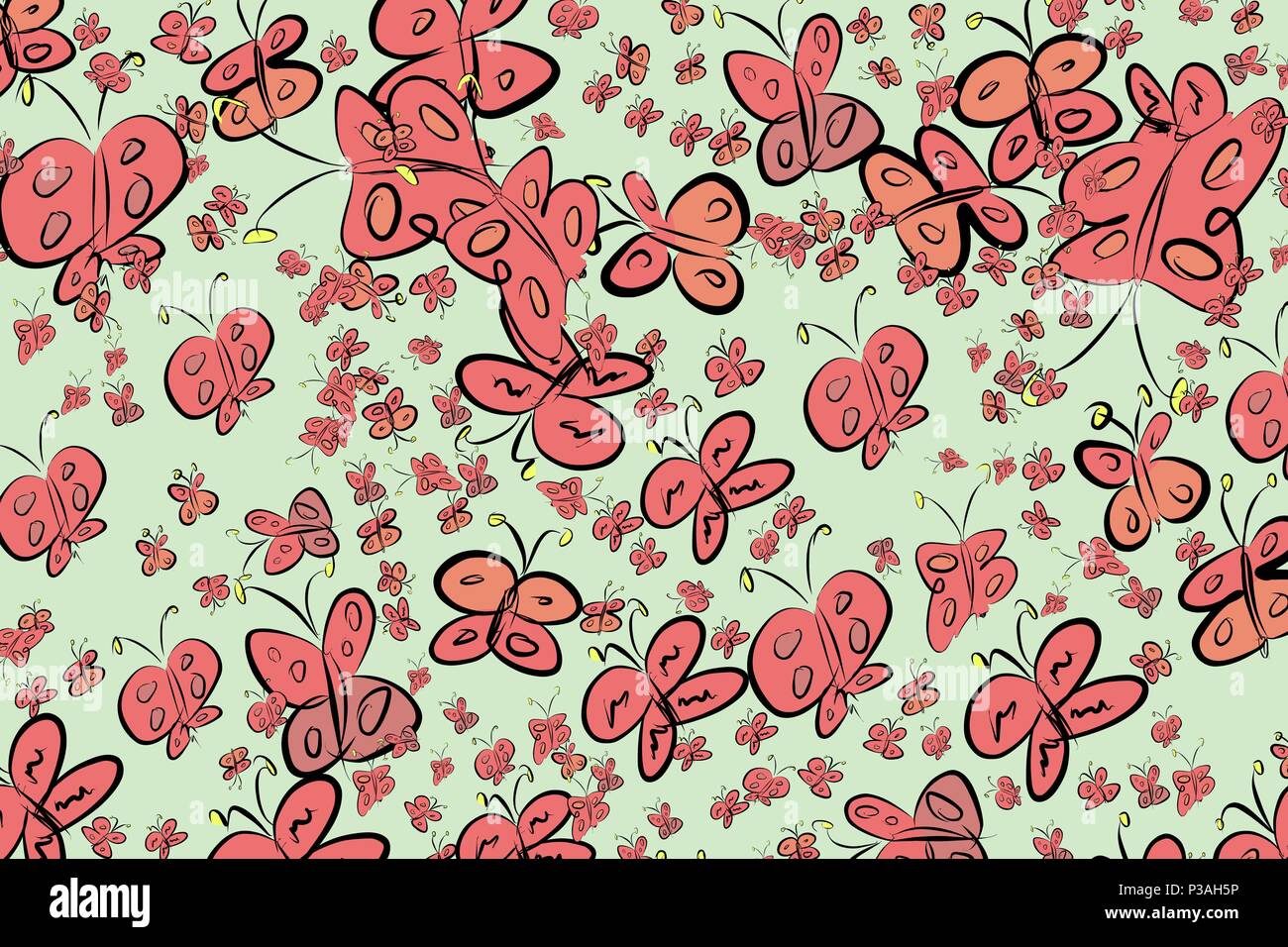 Hand drawn butterfly illustrations background, good for graphic design ...